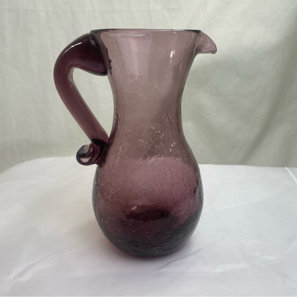 BLENKO | Accents | Vintage Blenko Crackle Glass Pitcher 5 Amethyst ...
